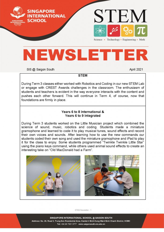 STEM newsletter Term 3 | Singapore International School @ Saigon South STEM newsletter Term 3 | Singapore International School @ Saigon South